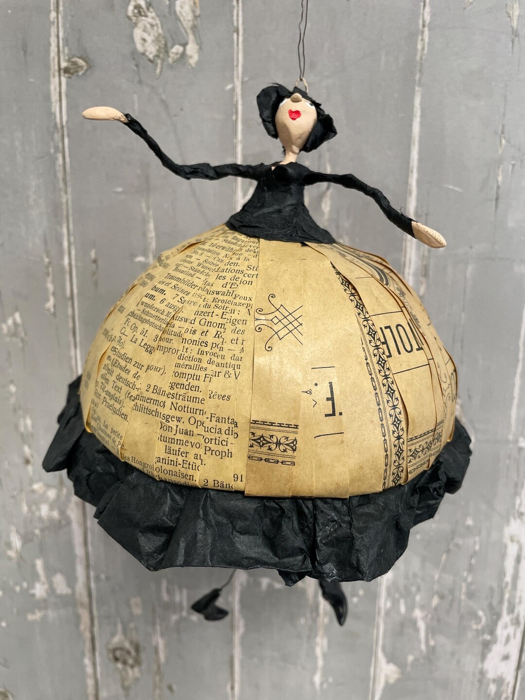 BALLERINA, Papier-mache/paper Art Dancer for Hanging, Sheet Music - Etsy