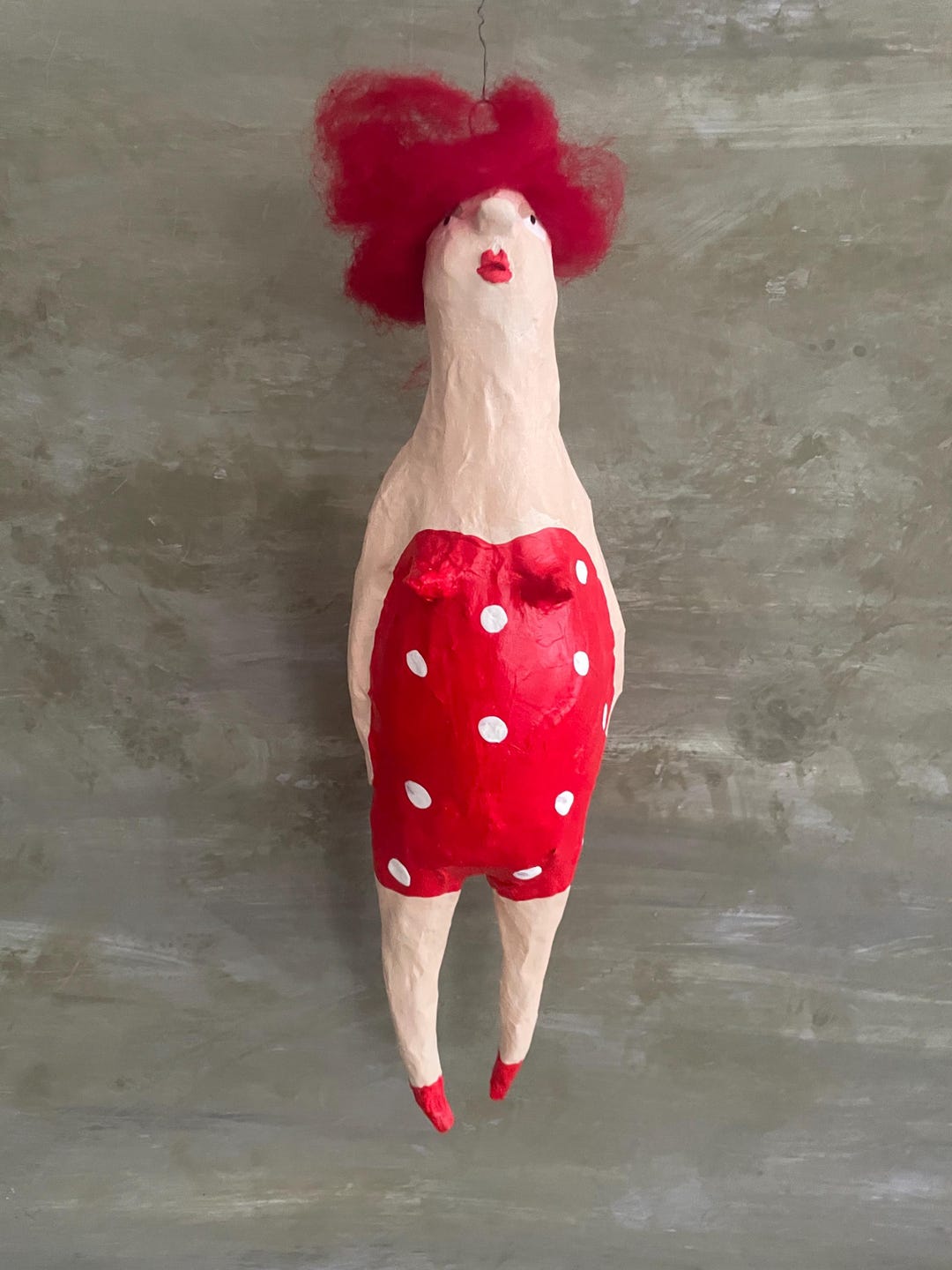 Lady, Woman, Papier-mâché, Paperclay, for Hanging, Lady in Red and ...