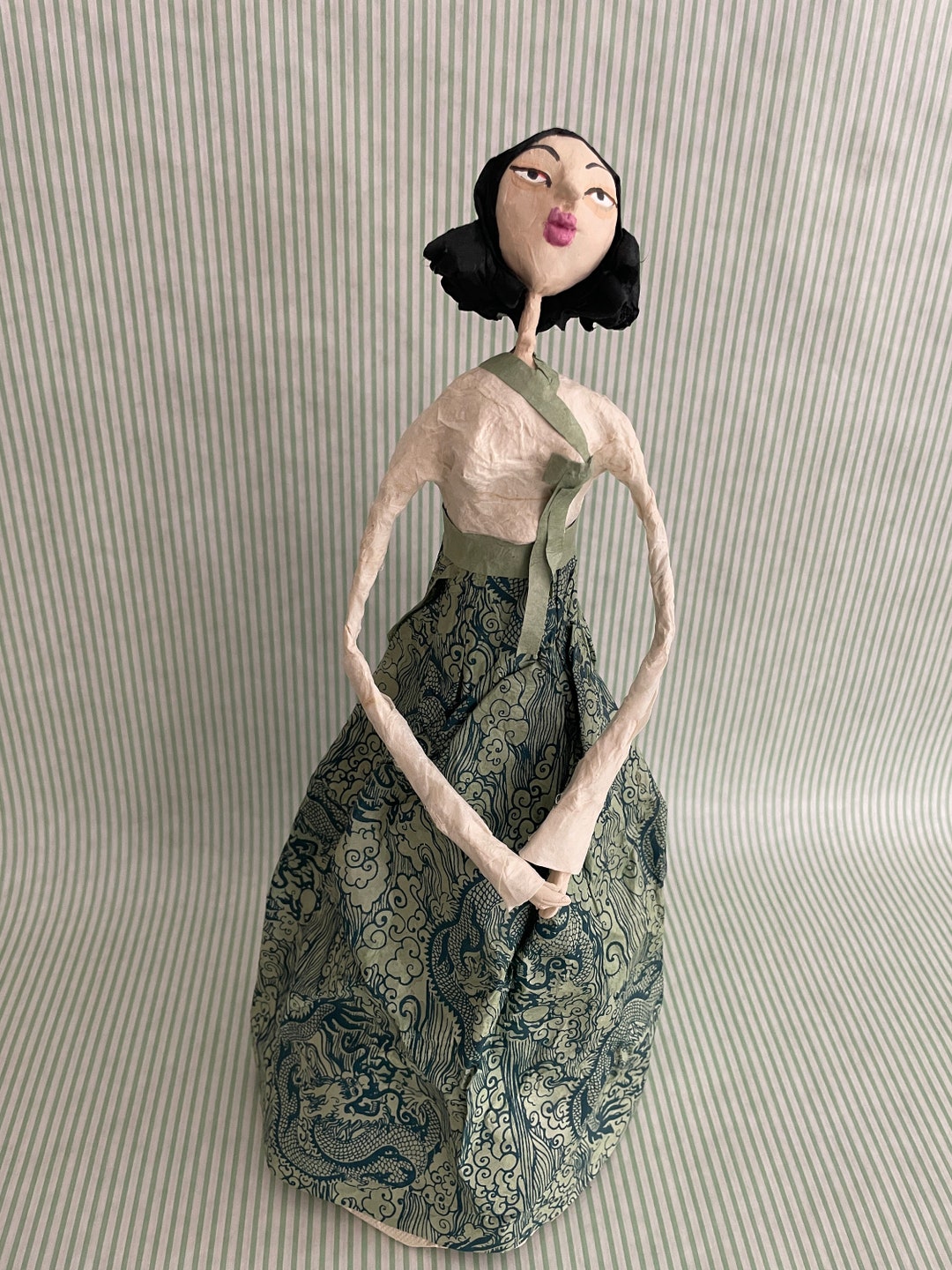 Bottle Lady, Paper Mache, Hanbok, Korea, Paper Lady - Etsy