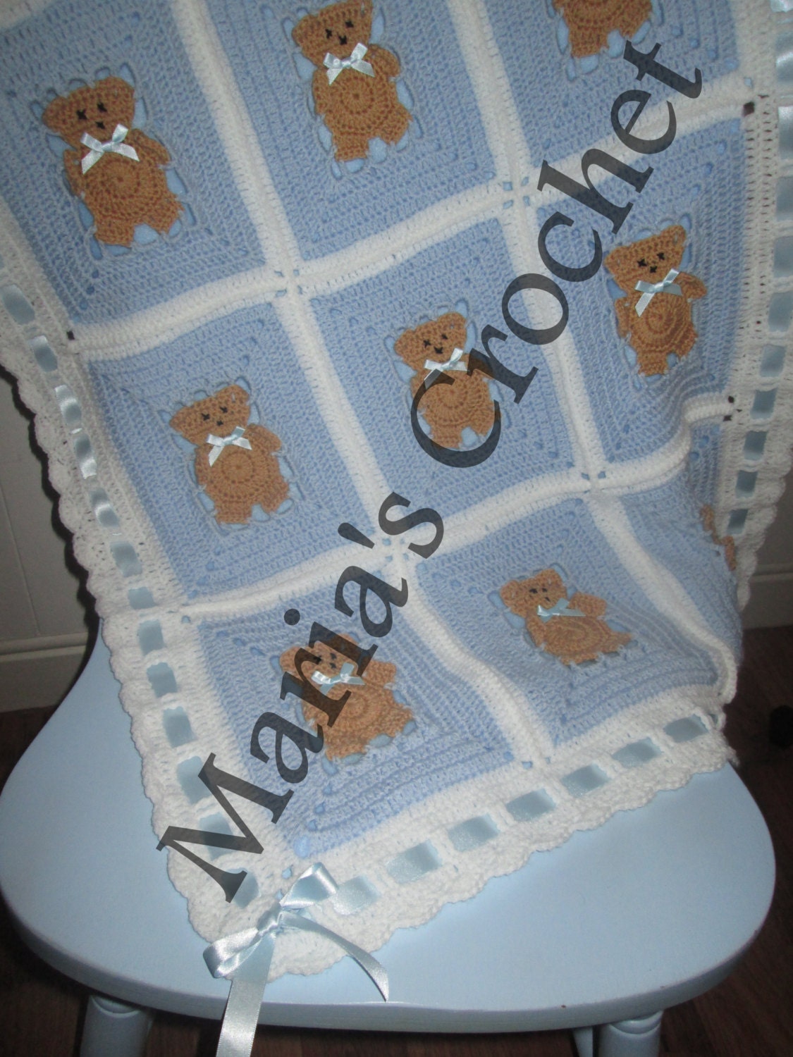 Crochet Pattern Afghan Blanket Teddy Bear UK PATTERN PDF Instant ...