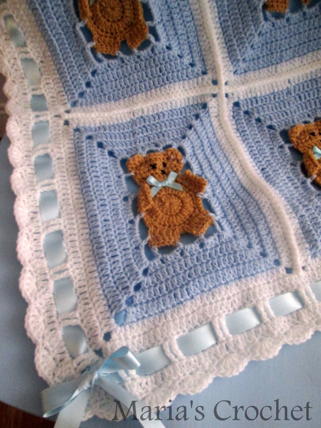 Crochet Pattern Afghan Blanket Teddy Bear UK PATTERN PDF Instant ...