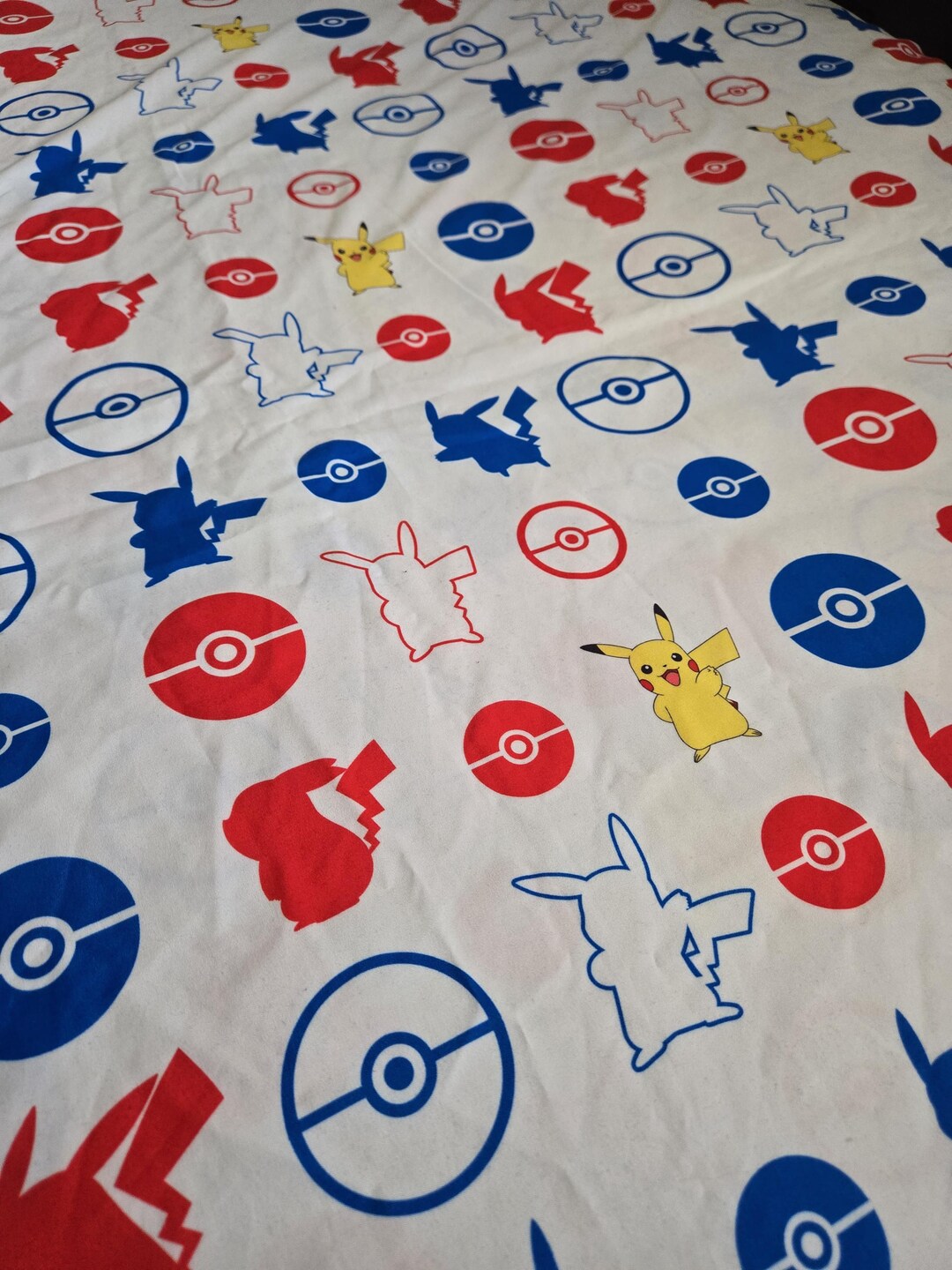 Pokemon Pikachu Pokeball Twin Fitted and Flat Sheet // Red, Blue and ...