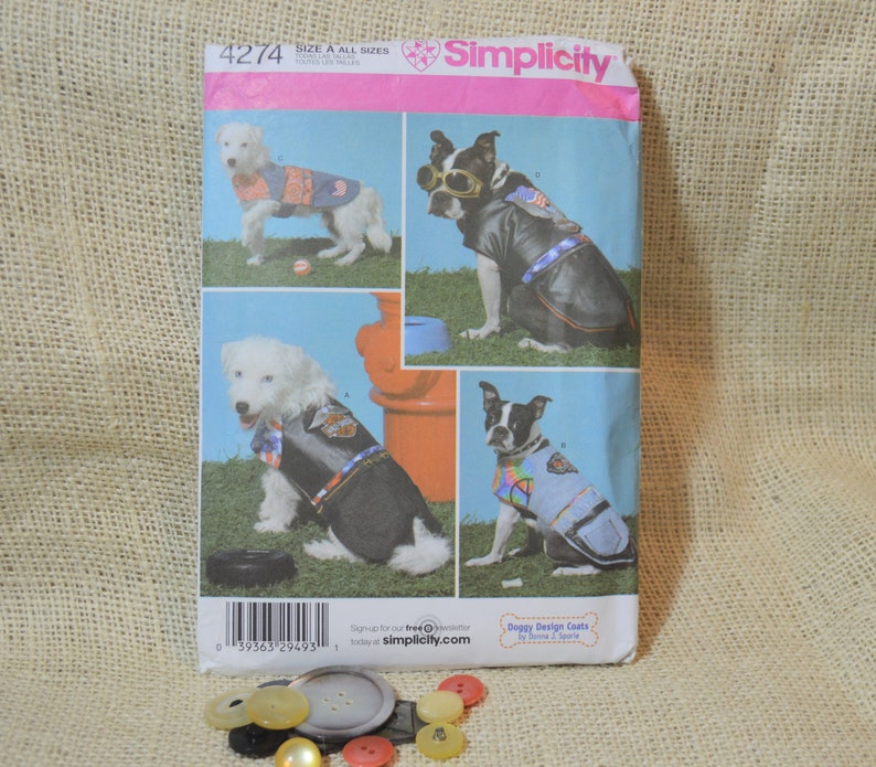 UNCUT Simplicity 4274 Dog Coats, Best for Small to Medium Dogs - Etsy