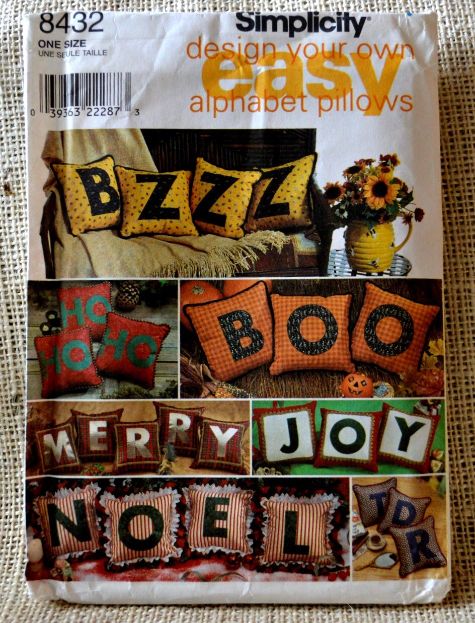 Uncut Simplicity 8432 //alphabet Pillow Pattern - Etsy