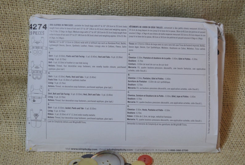 UNCUT Simplicity 4274 Dog Coats, Best for Small to Medium Dogs - Etsy