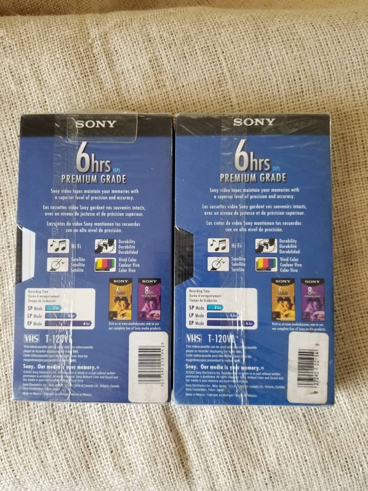 Vintage Sony -premium Grade VHS Video Cassette - Blank 6 Hour VHS Tapes ...