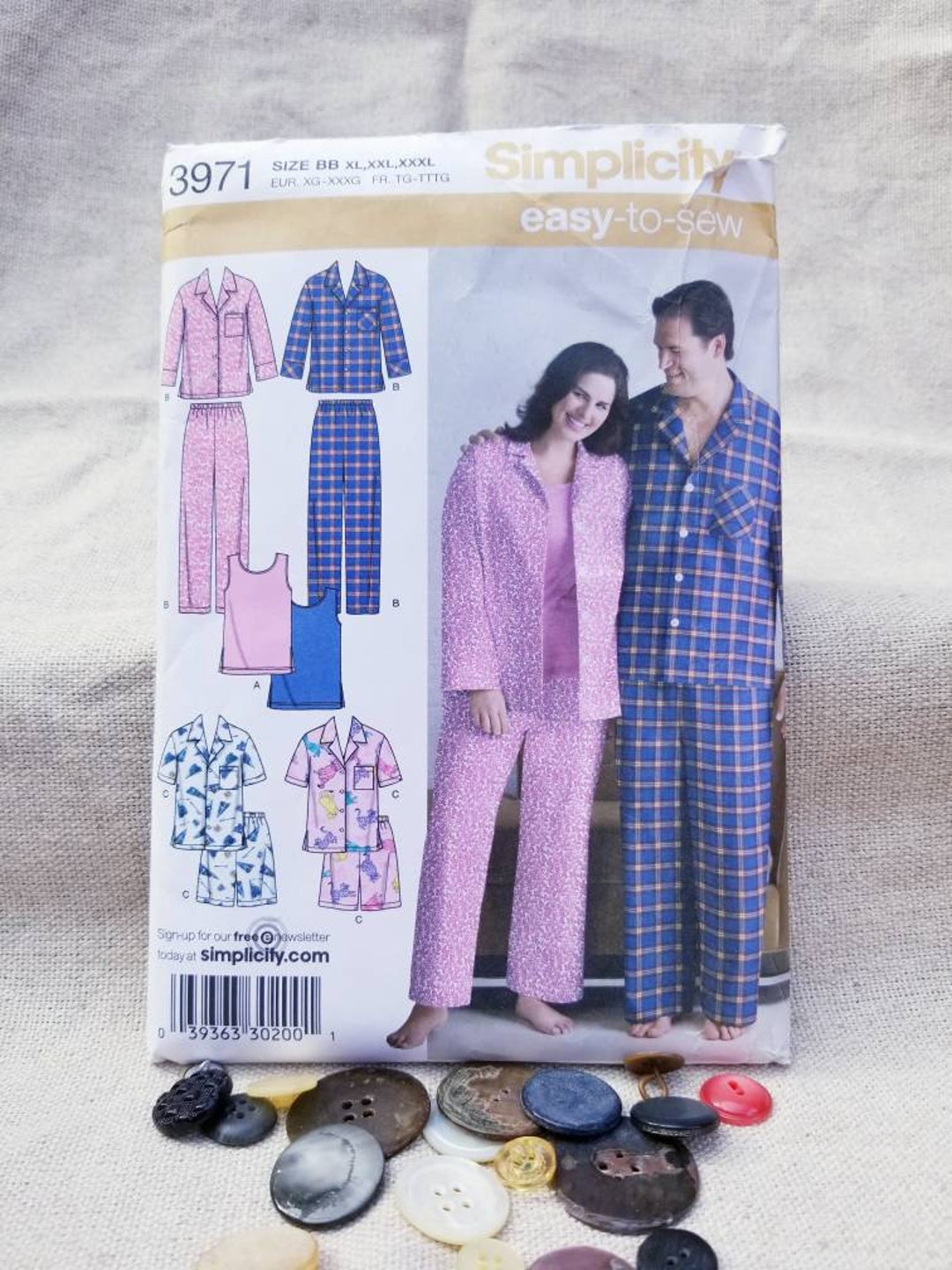 Uncut Simplicity 3971 Pattern for Women's and Men's Pajamas - Etsy