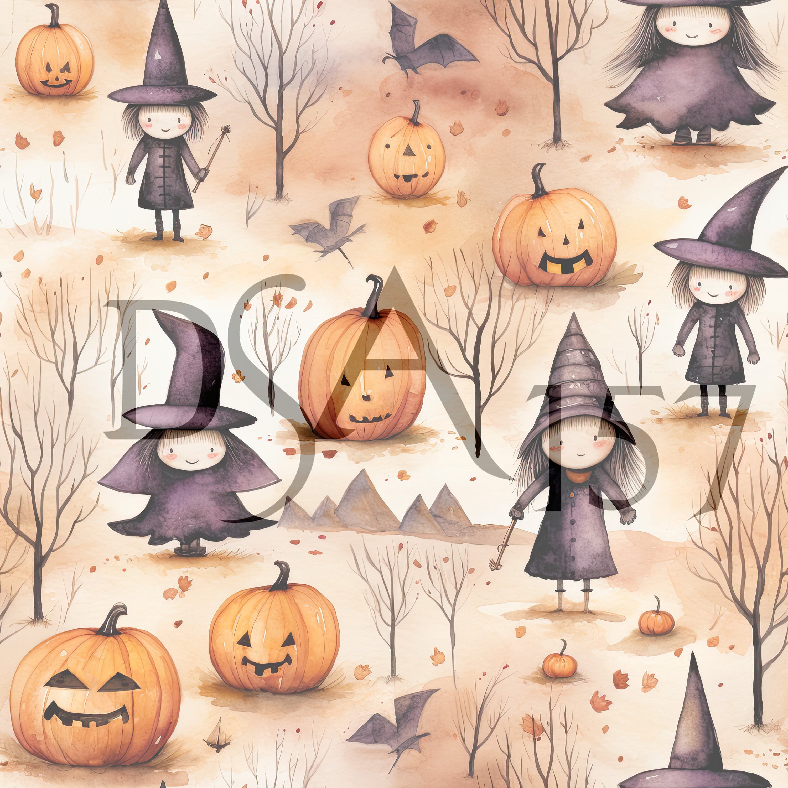 Watercolor Halloween Digital Wallpaper Digital Paper Design - Etsy