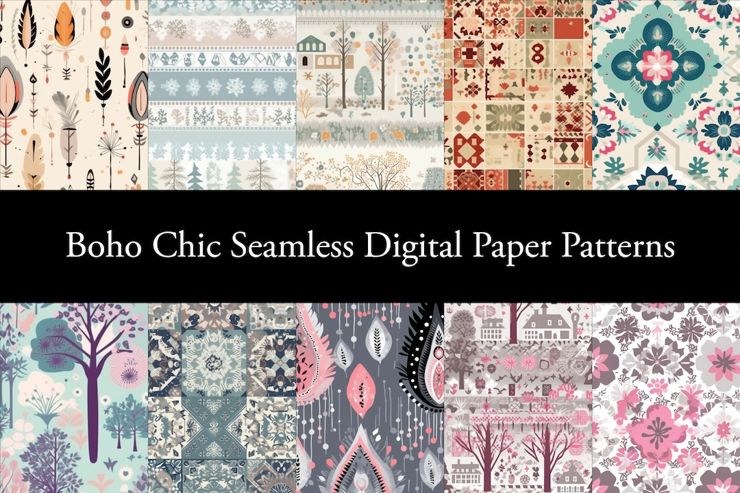 Boho Chic Digital Wallpaper | Digital Paper Design Pack | Set of 10 ...