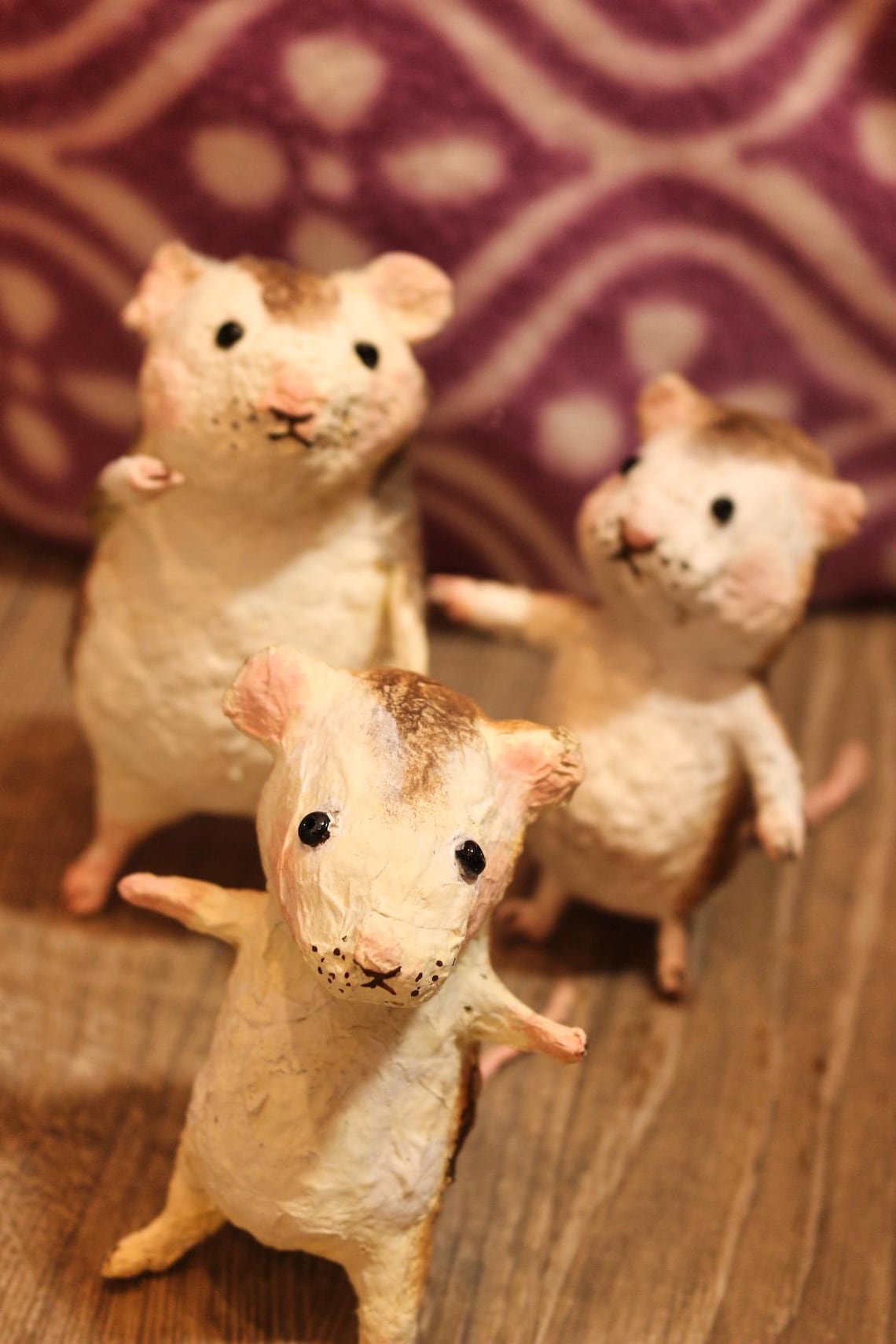 Animal Dolls Mice Paper Mache Clay Art Teddy , Handmade Papier-mâché ...