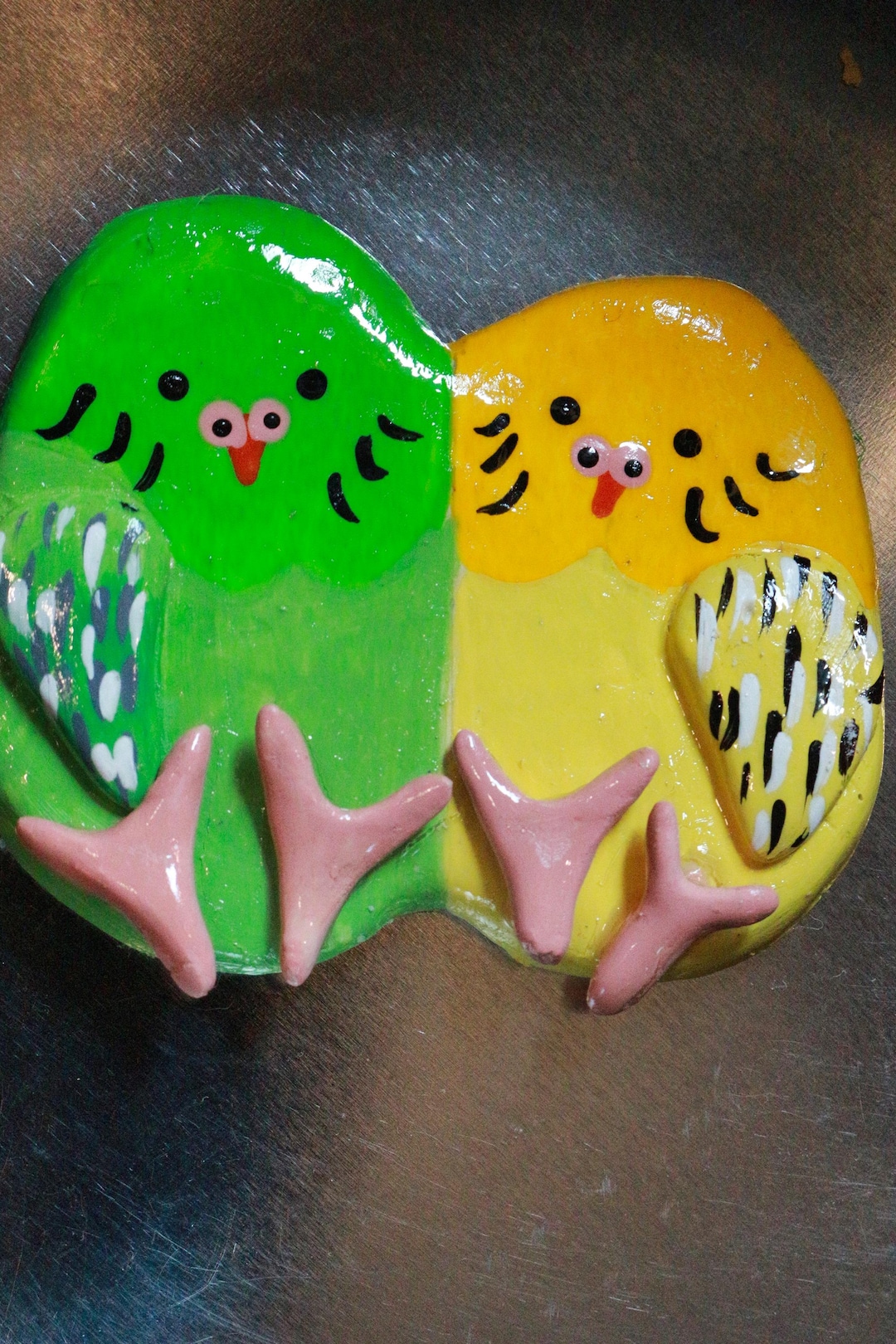 Handcrafted Clay Budgie & Parakeet Magnet Pair: Valentine's Day Decor ...