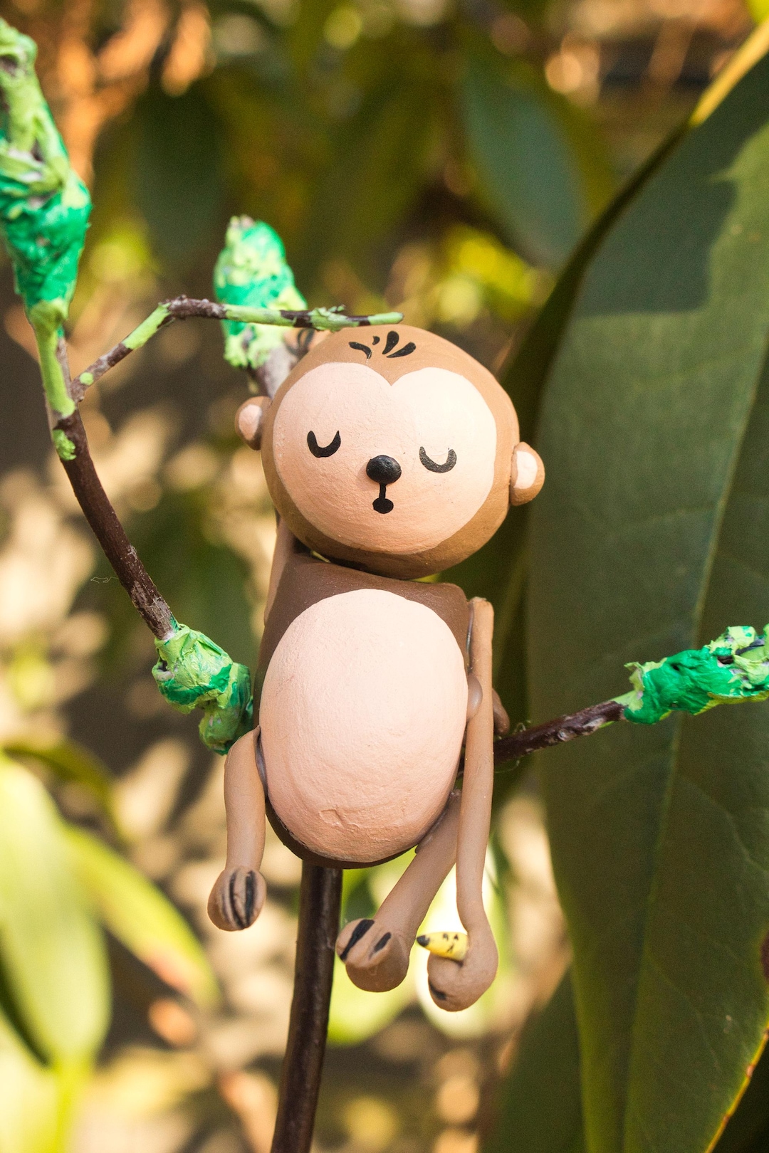 Monkey Paper Mache Paper Art Animals , Handmade Ooak Home Decor Bedroom ...