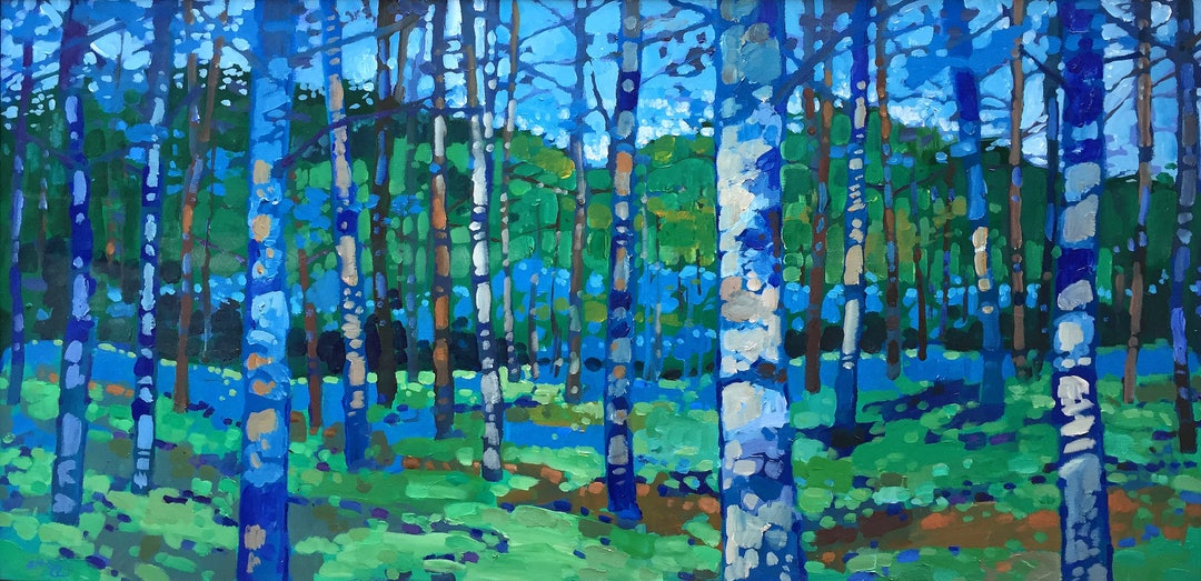 Through the Blue Birches (print) - Etsy