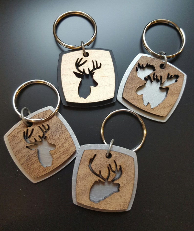 Hunting Key Chain Stainless and Wood - Etsy