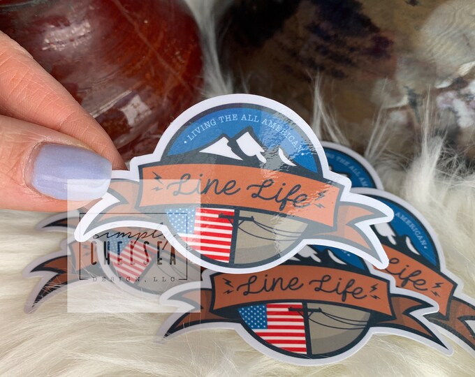 All American Line Life Sticker | Line Life Flag Decal | Lineman or ...