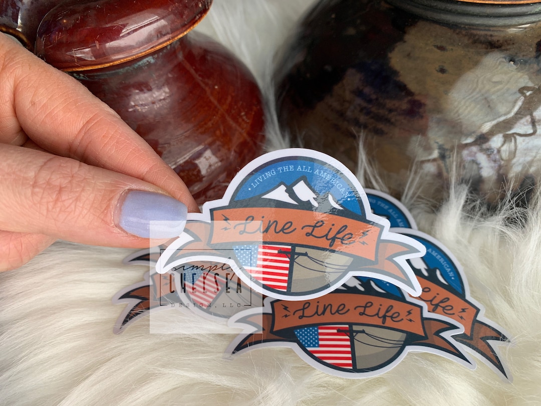 All American Line Life Sticker | Line Life Flag Decal | Lineman or ...