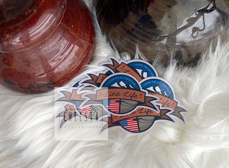 All American Line Life Sticker Line Life Flag Decal | Etsy