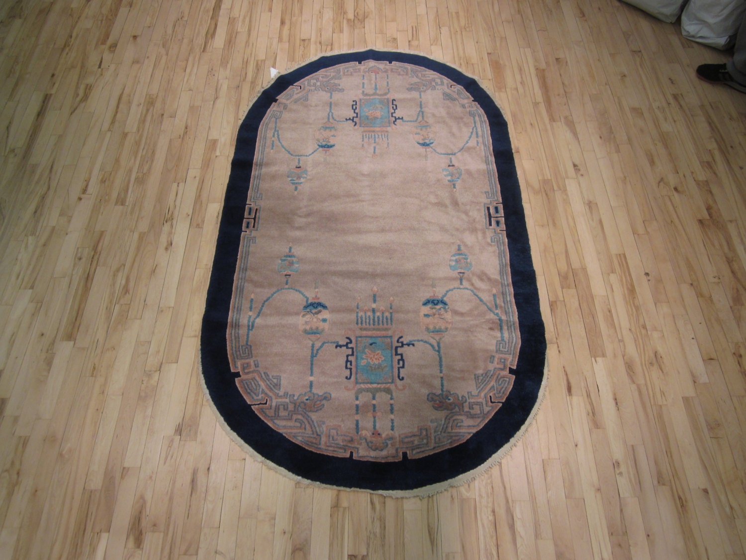 Oval Chinese Art Deco Oriental Rug , Peking , NE China 1920's , 7.4 X 4 ...