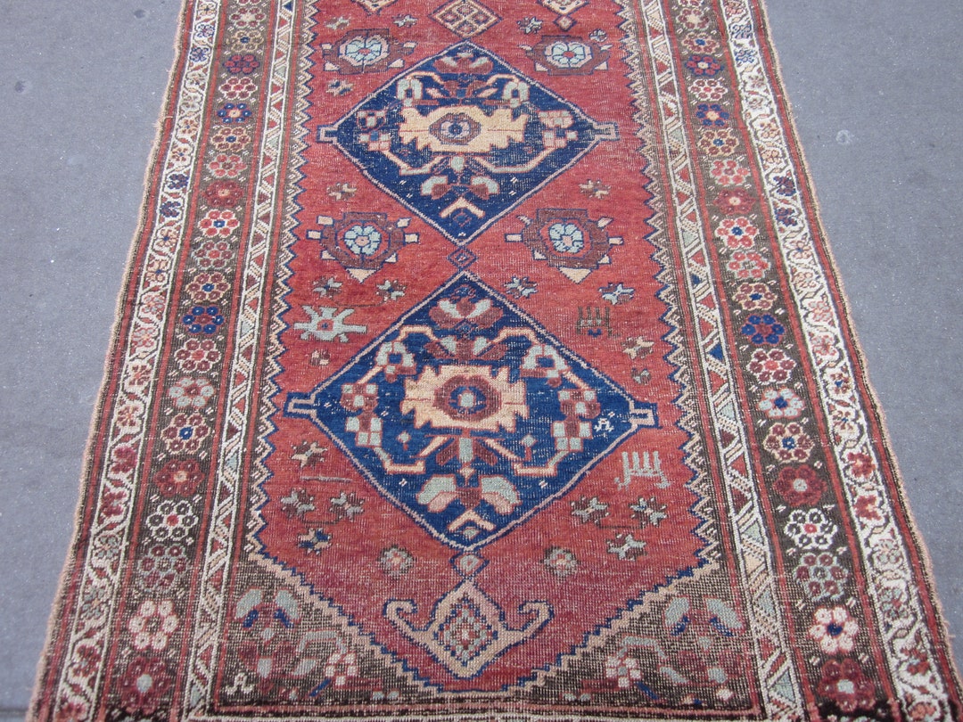 Antique 7.5x3.7 Village Tribal Bidjar Rug , Kurdistan, Last Quarter ...