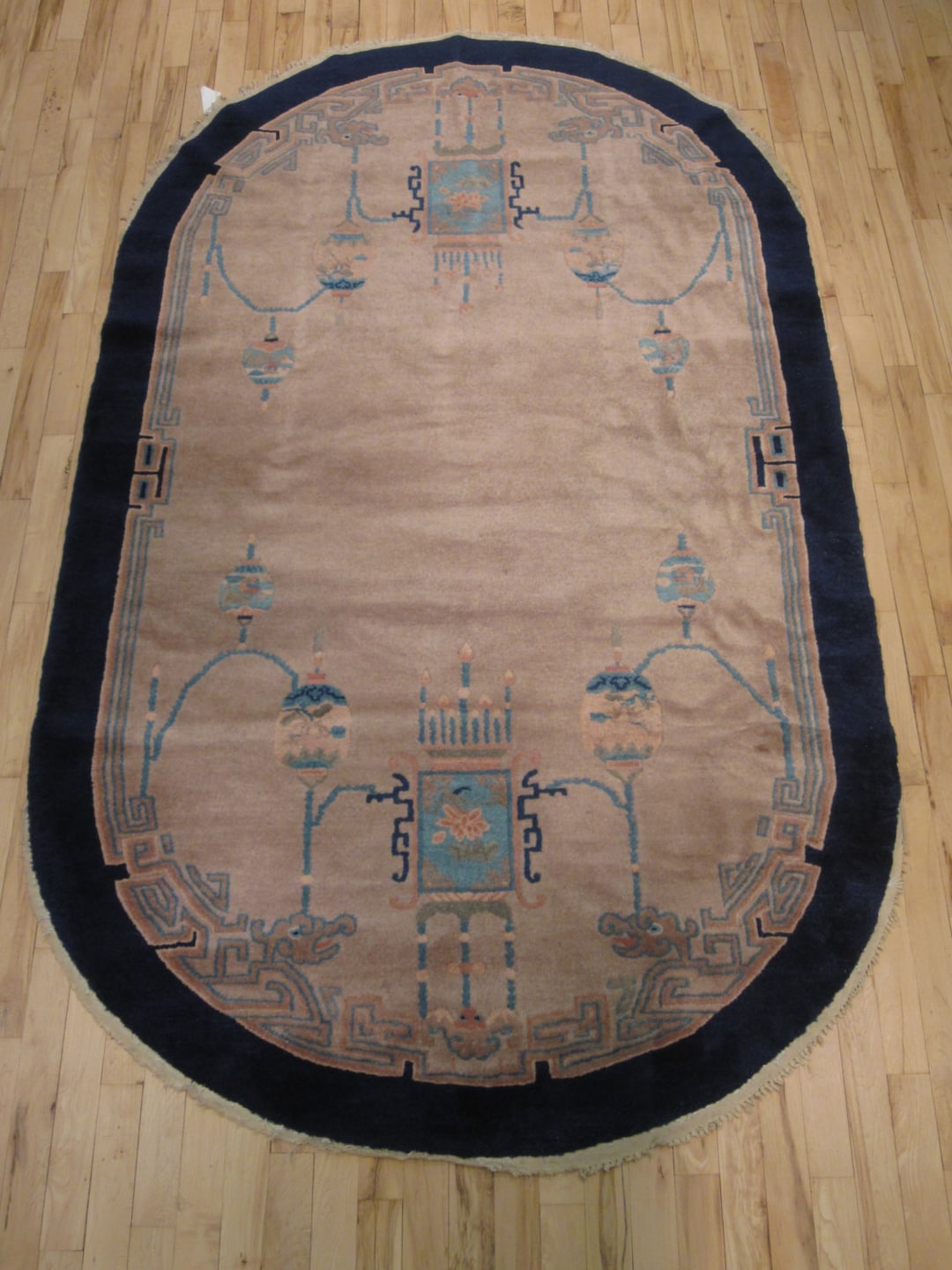 Oval Chinese Art Deco Oriental Rug , Peking , NE China 1920's , 7.4 X 4 ...