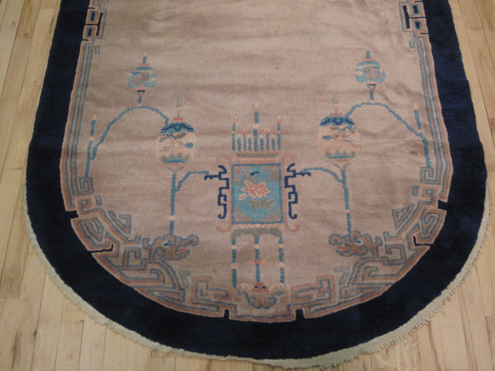 Oval Chinese Art Deco Oriental Rug , Peking , NE China 1920's , 7.4 X 4 ...