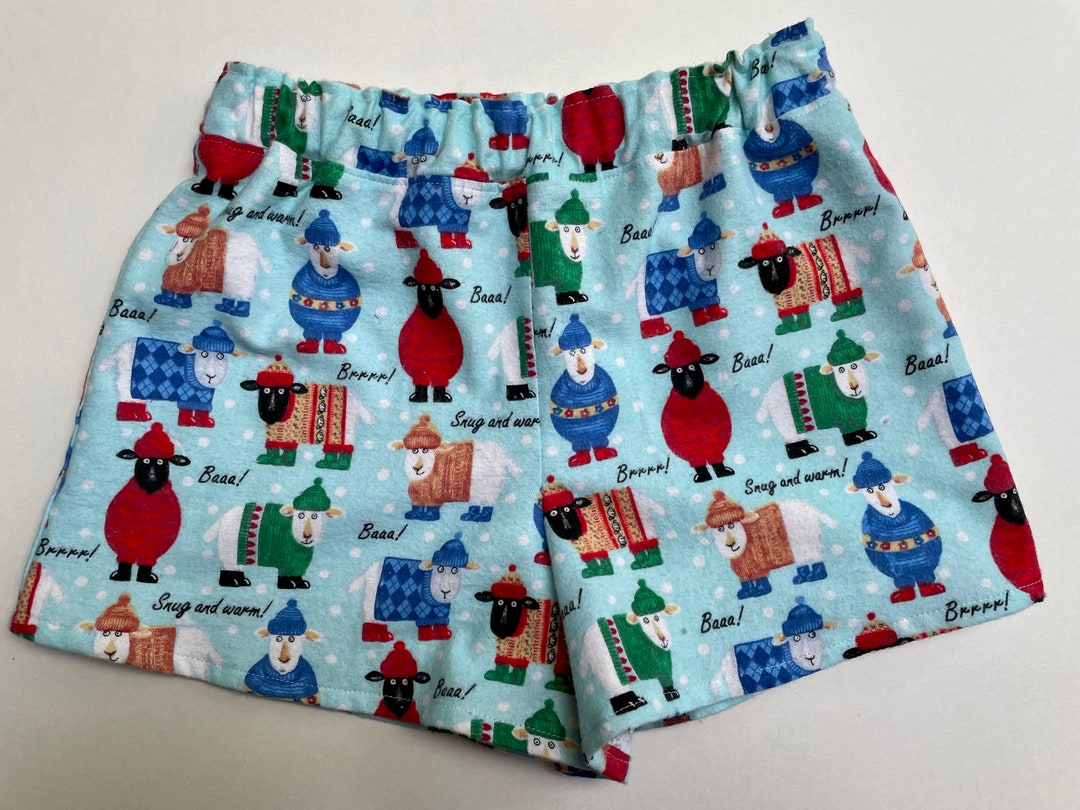 Sheep Boxers, Handmade Flannel Boxers, Lounging Shorts, Size Extra ...