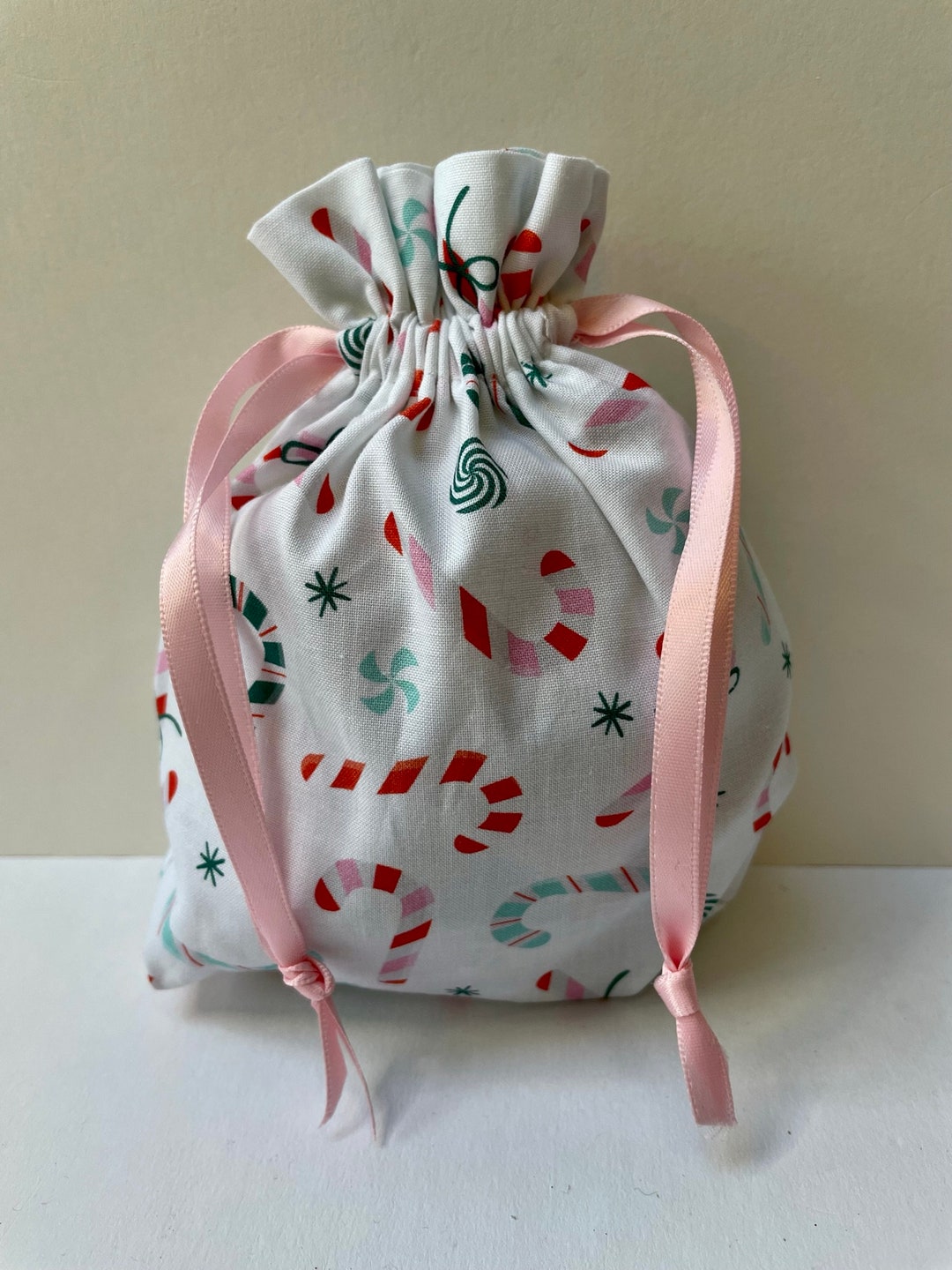 Candy Cane Small Christmas Gift Bags Little Drawstring Bags - Etsy