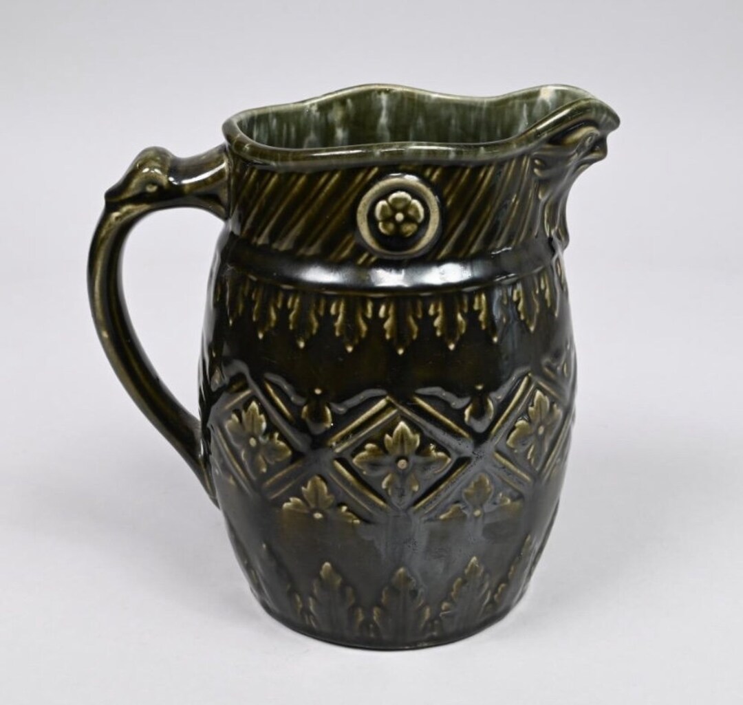 Rare Antique Baltimore Yellow-ware Pitcher by Edwin Bennett Circa 1876 ...