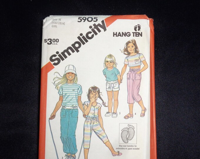 UNCUT SIMPLICITY 5905 Girls' Pull-on Pants Romper and Pullover Tops ...