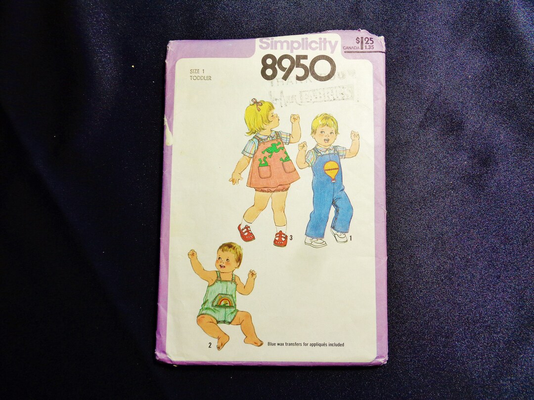 Vintage SIMPLICITY 8950 Toddlers' Overalls, Jumber, Panties and Shirt ...