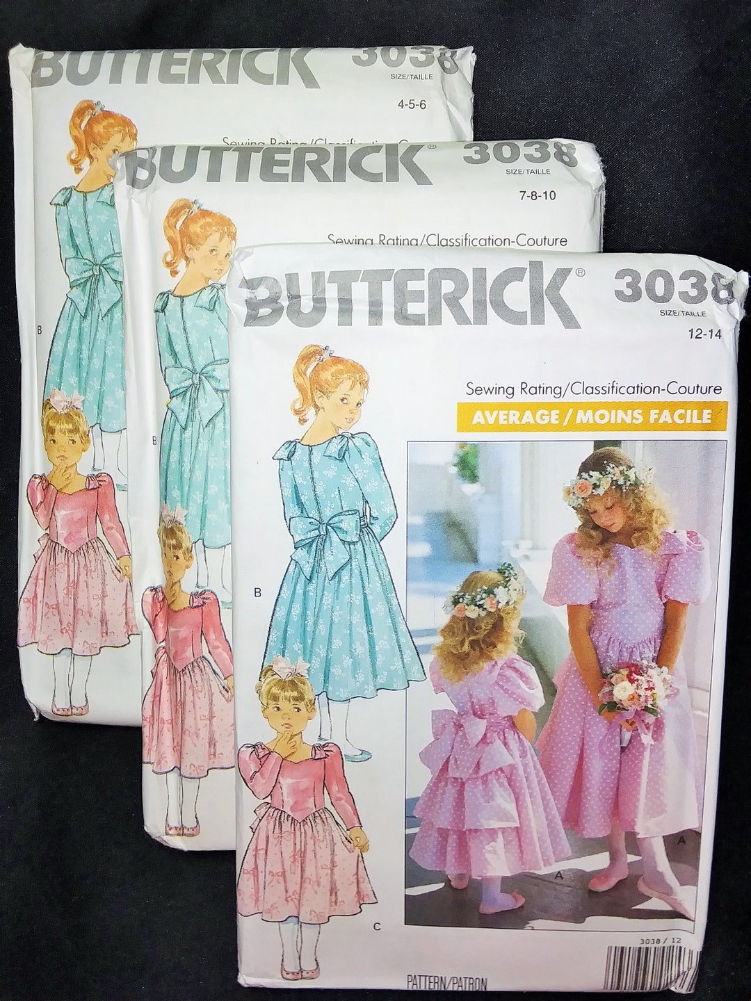 UNCUT Butterick 3038 Girls Dress Sewing Pattern - Etsy