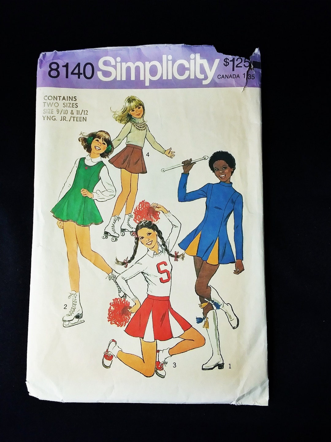 Vintage SIMPLICITY 8140 Girls' Cheerleading and Skating Costumes Sewing Pattern - Etsy
