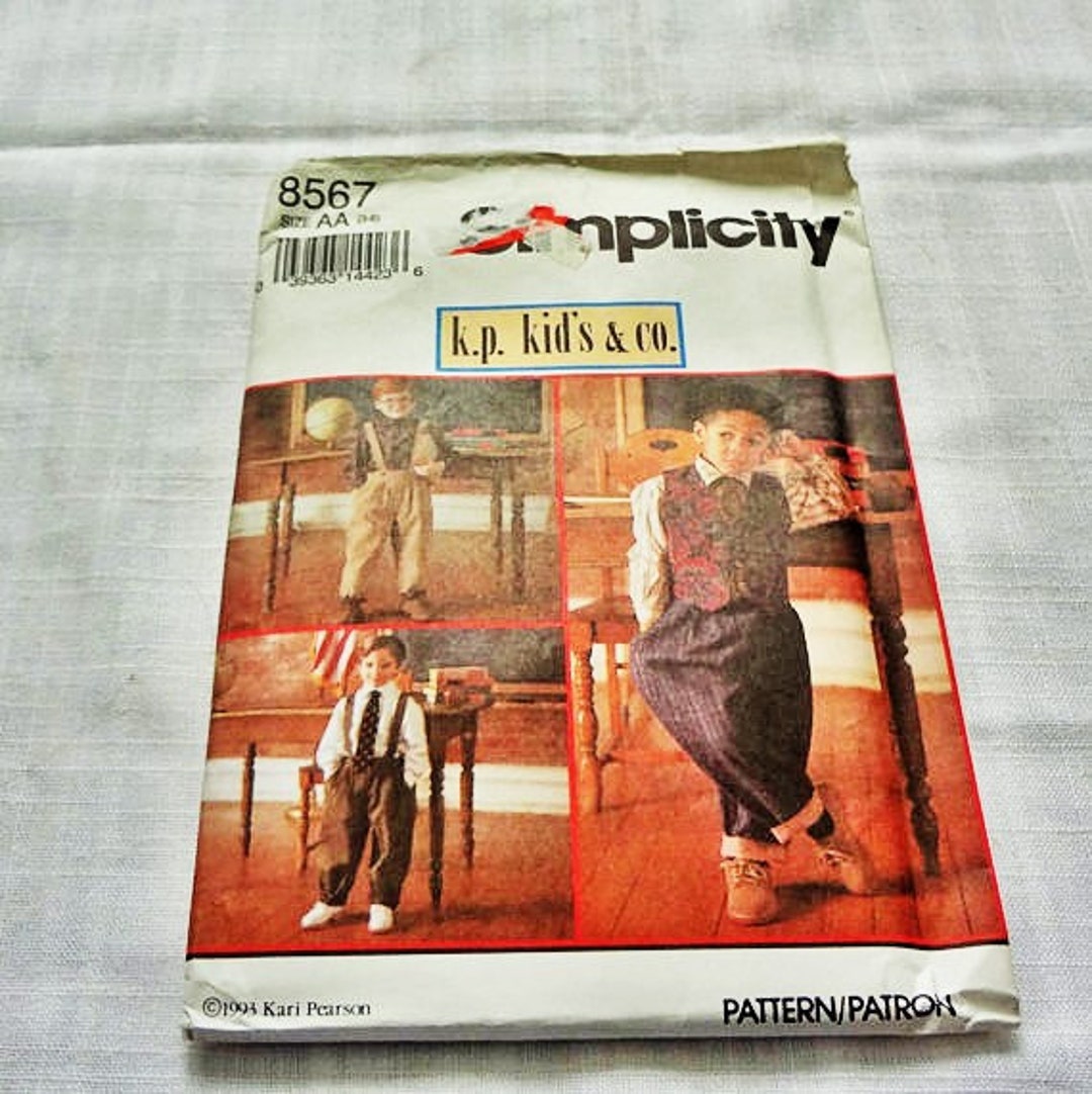 UNCUT Simplicity 8567 KP Kids & Co Boys' Suspender Pants, Shirt, Lined ...