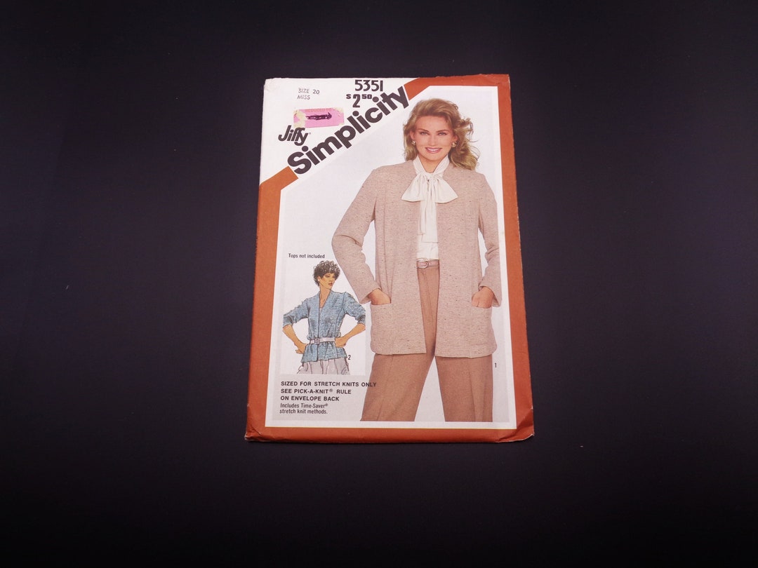 UNCUT Simplicity 5351 Unlined Jacket Sewing Pattern - Etsy
