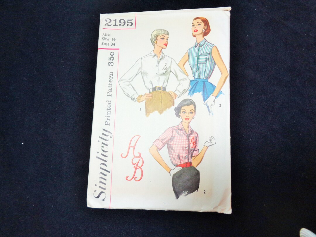 Vintage SIMPLICITY 2195 Misses' and Women's BLOUSE Sewing Pattern ...