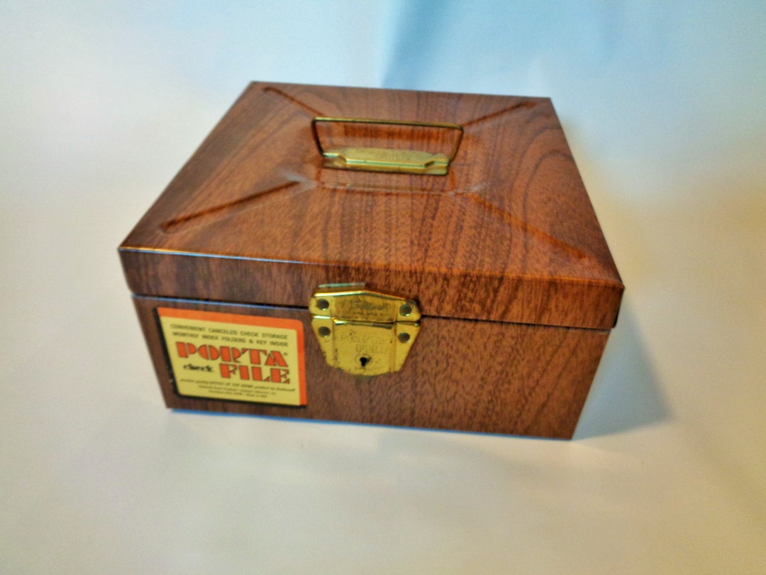 PORTA FILE Cancelled Check Woodgrain Metal Storage Box by Ballonoff ...
