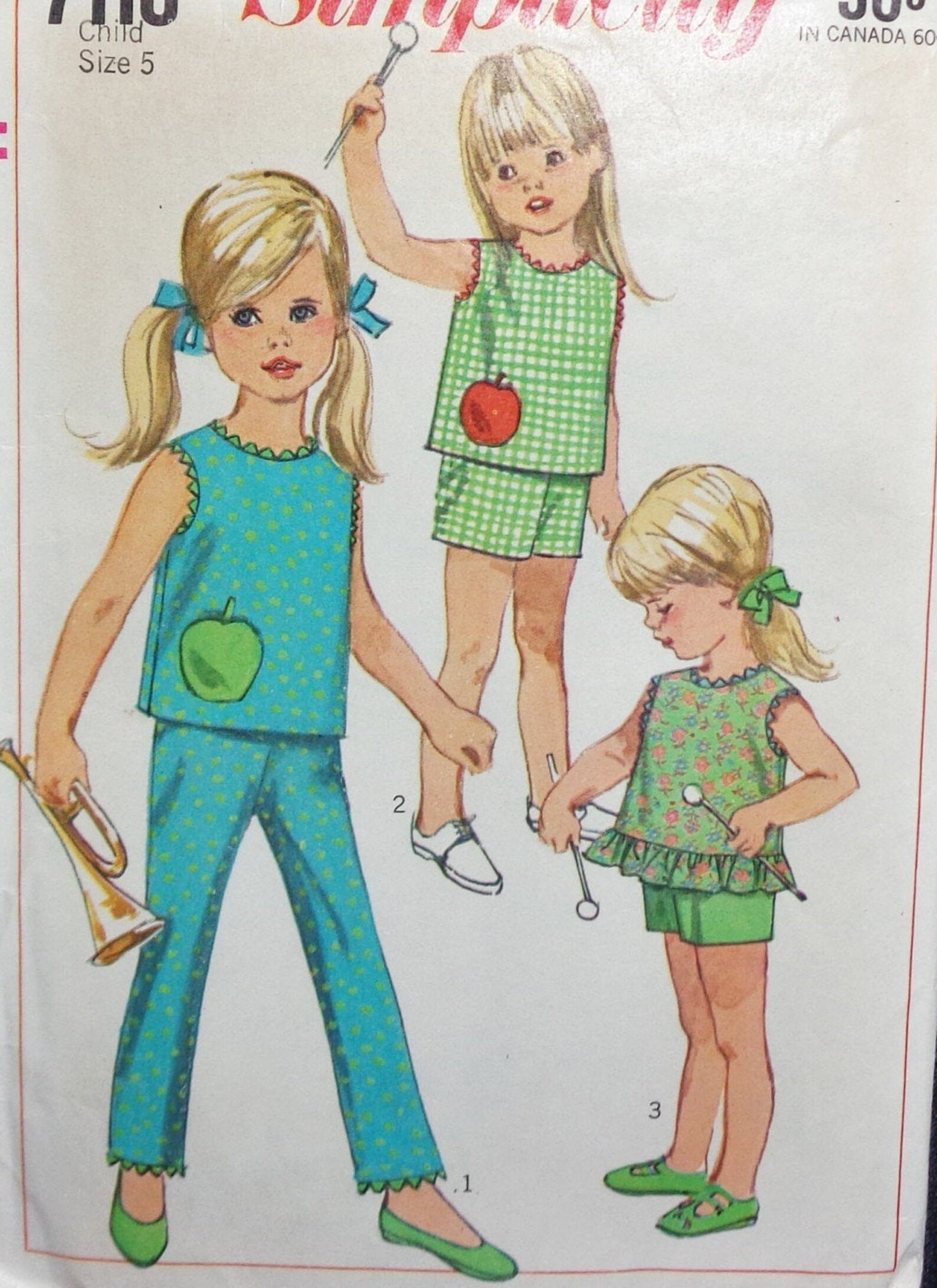 Vintage SIMPLICITY 7113 Child's Overblouse and Pants Sewing Pattern - Etsy
