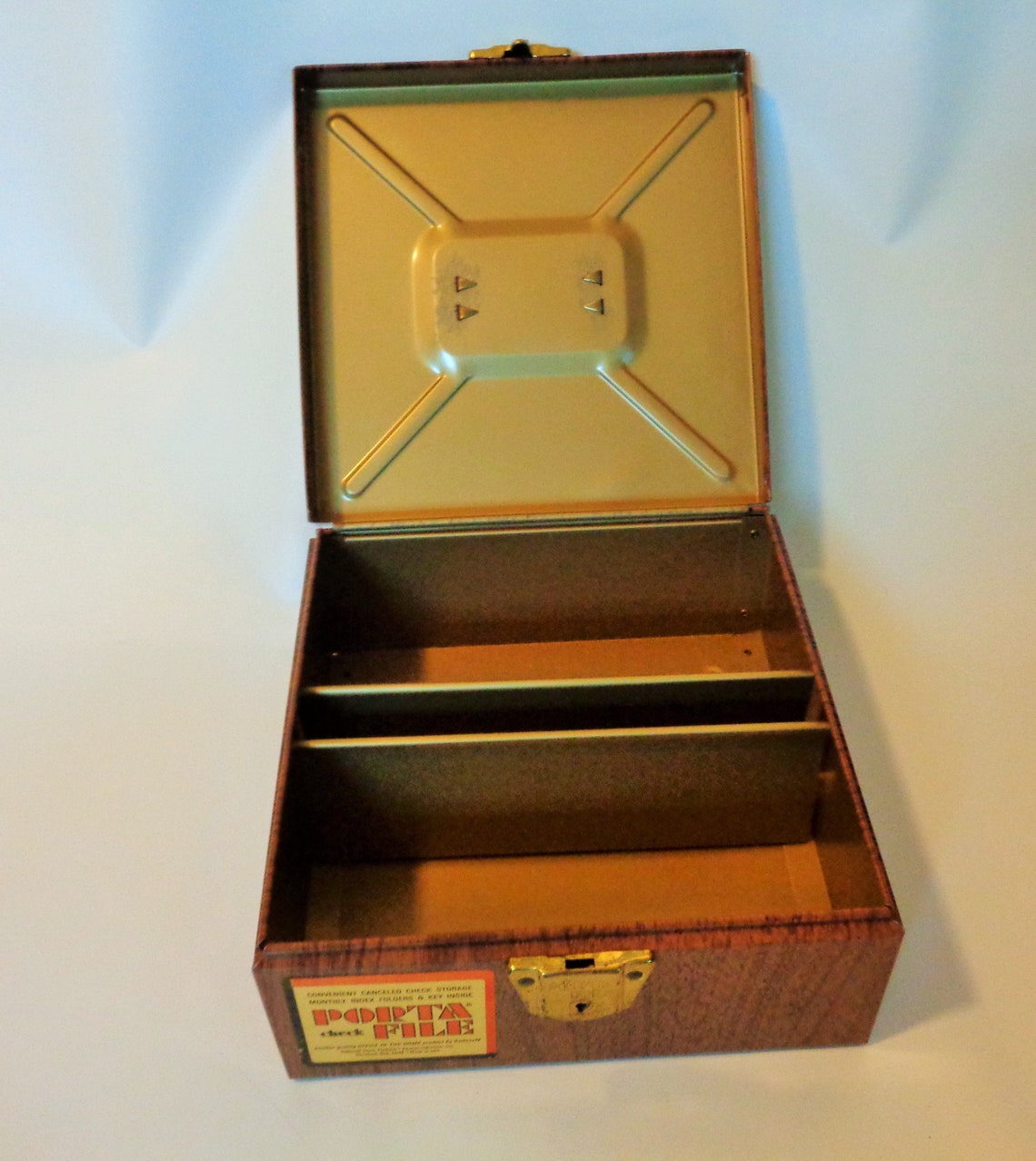 PORTA FILE Cancelled Check Woodgrain Metal Storage Box by - Etsy