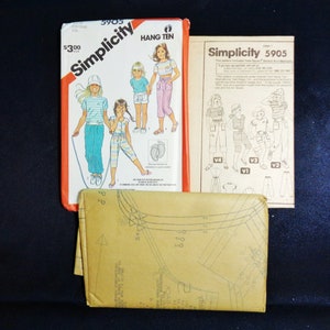 UNCUT SIMPLICITY 5905 Girls' Pull-on Pants Romper and Pullover Tops ...