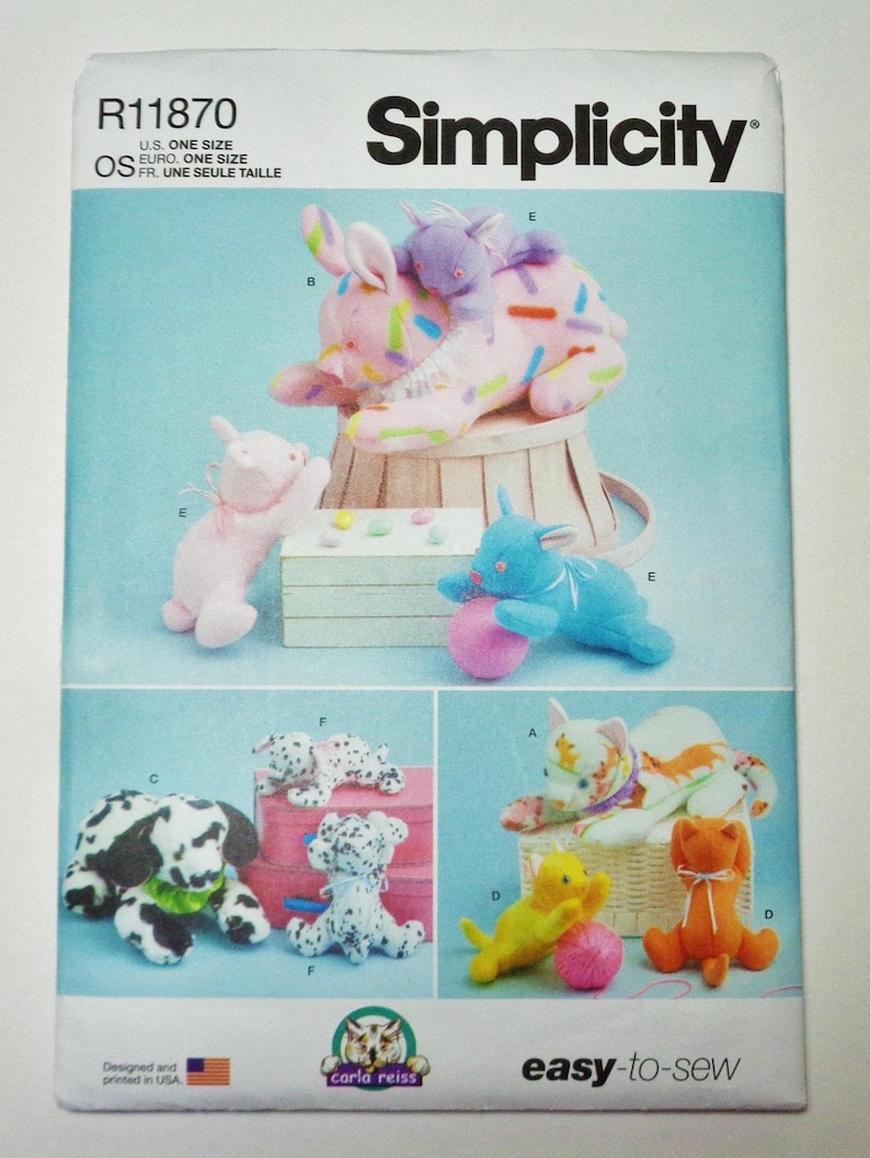 UNCUT Simplicity R11870/S9837 Plush Animals Sewing PATTERN - Etsy