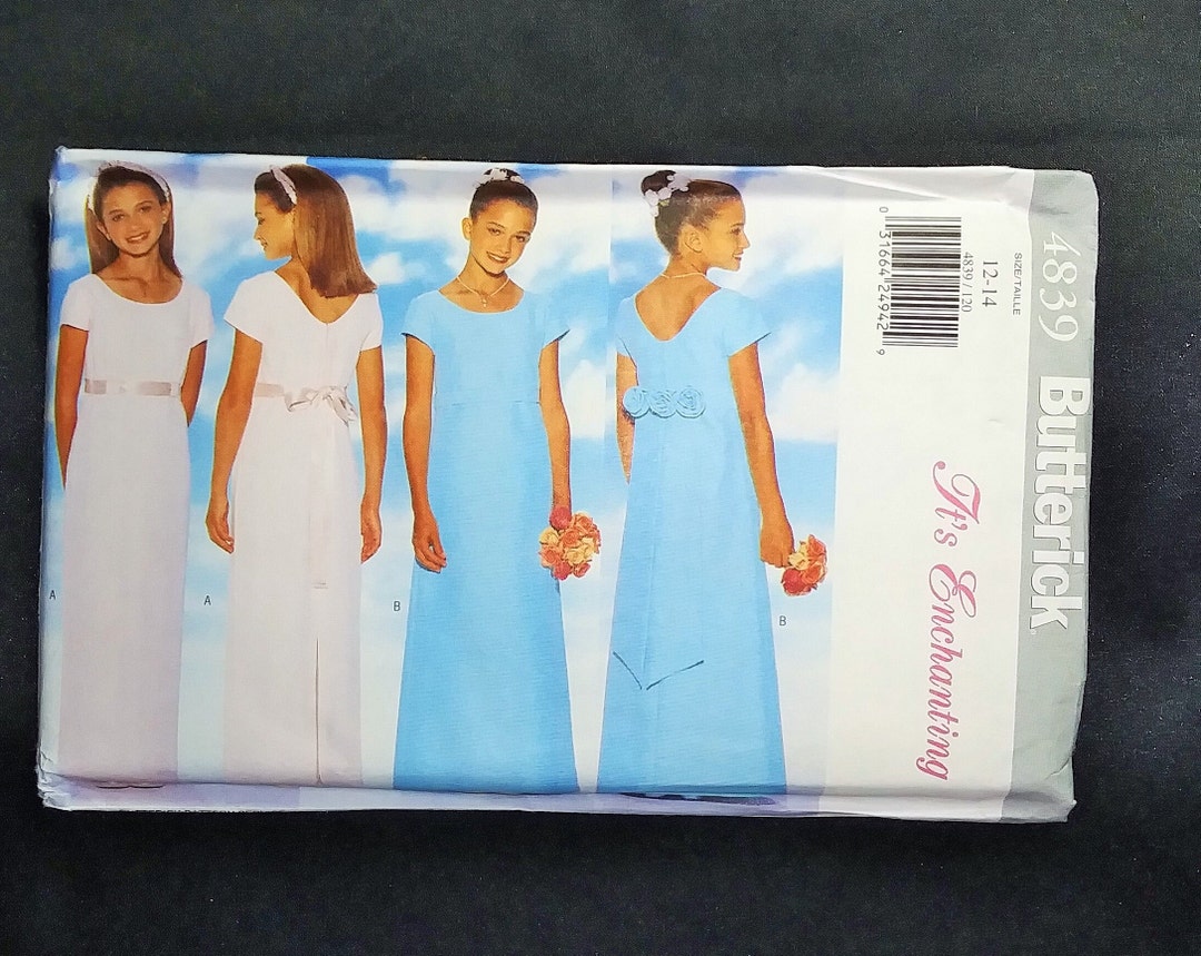 UNCUT Butterick 4839 Girls Dress Sewing Pattern - Etsy