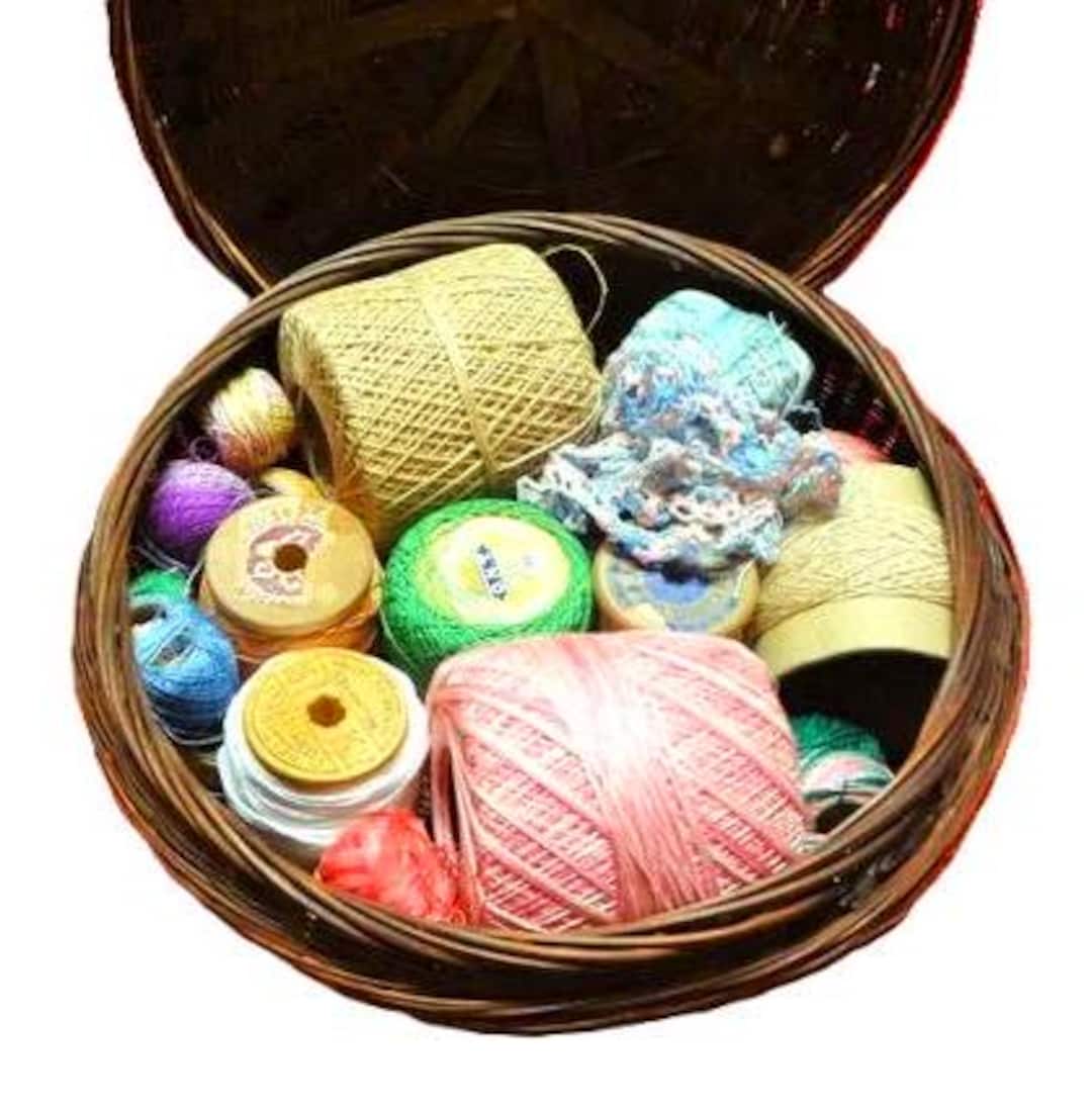 Sewing Basket With Crochet/tatting Threads - Etsy