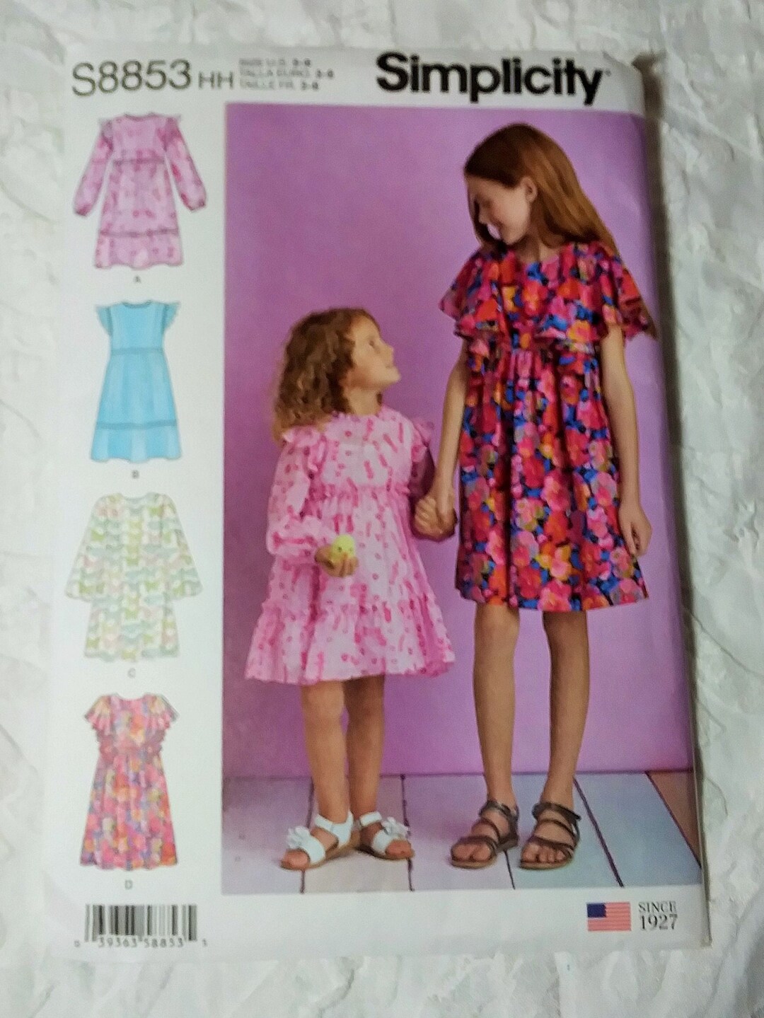 Simplicity S8853 Childs' Dress With Sleeve and Fabric Variations Sewing ...