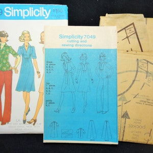 UNCUT Vintage SIMPLICITY 7049 Misses' Dress or Top and Pants Sewing ...
