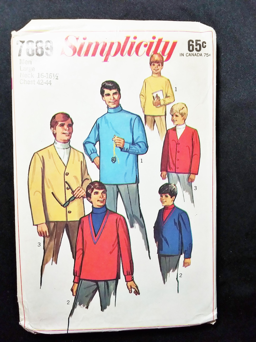 Vintage Simplicity 7889 Men's Turtleneck and Jacket SEWING PATTERN - Etsy