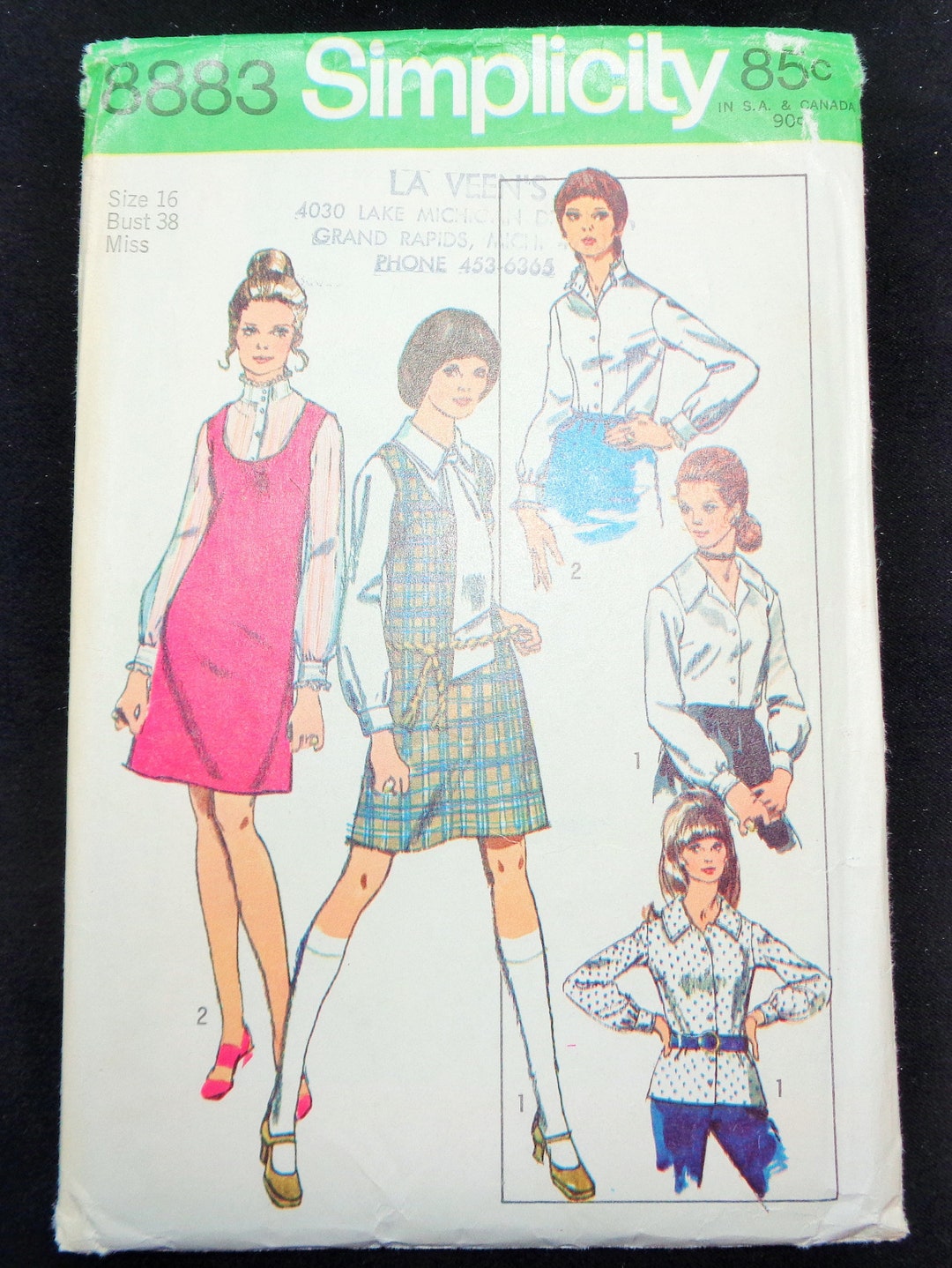 Vintage SIMPLICITY #8738 Misses Jumper and Blouses With Tie Sewing ...