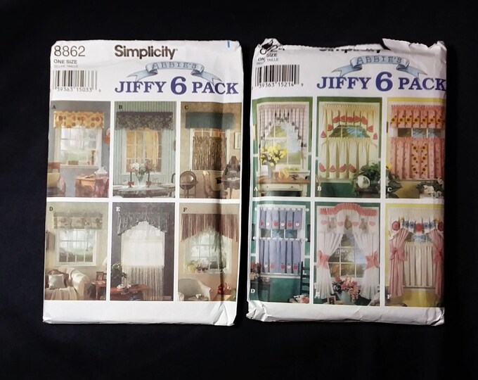 UNCUT Simplicity Abbie's Jiffy 6 Pack Window Treatments Sewing Pattern ...