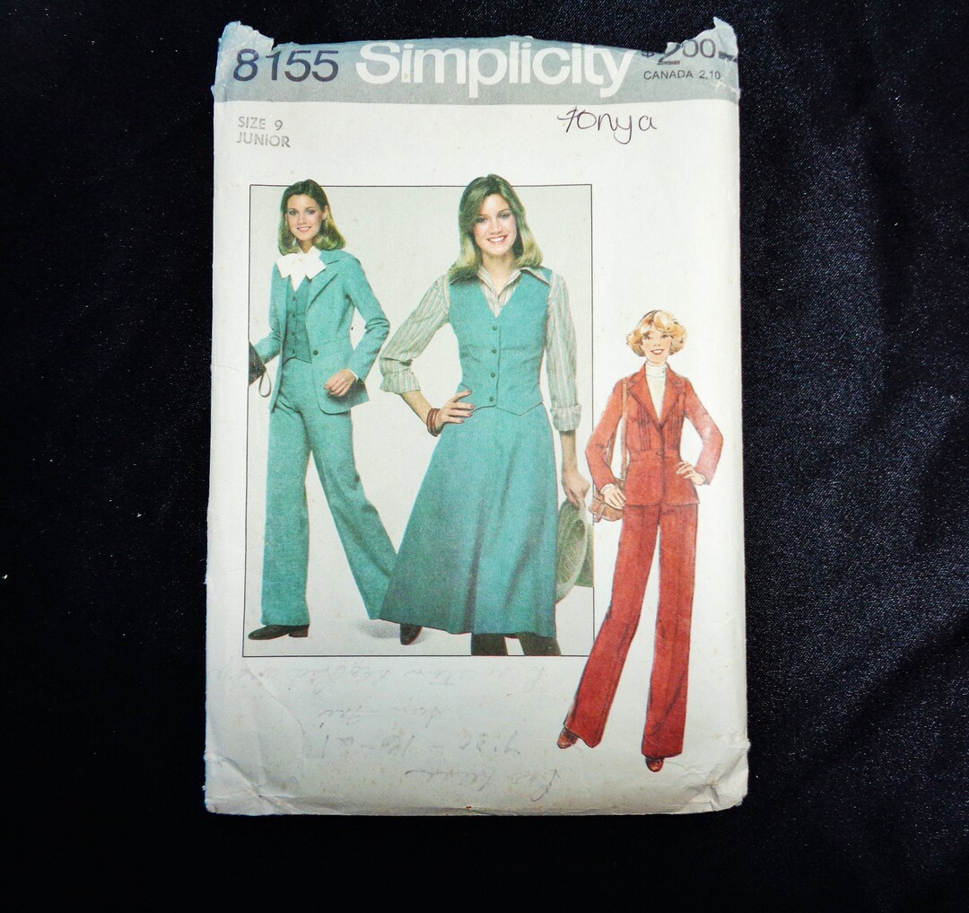 Vintage SIMPLICITY 8155 Juniors Hose, Rock, ungenähte Jacke und Weste ...
