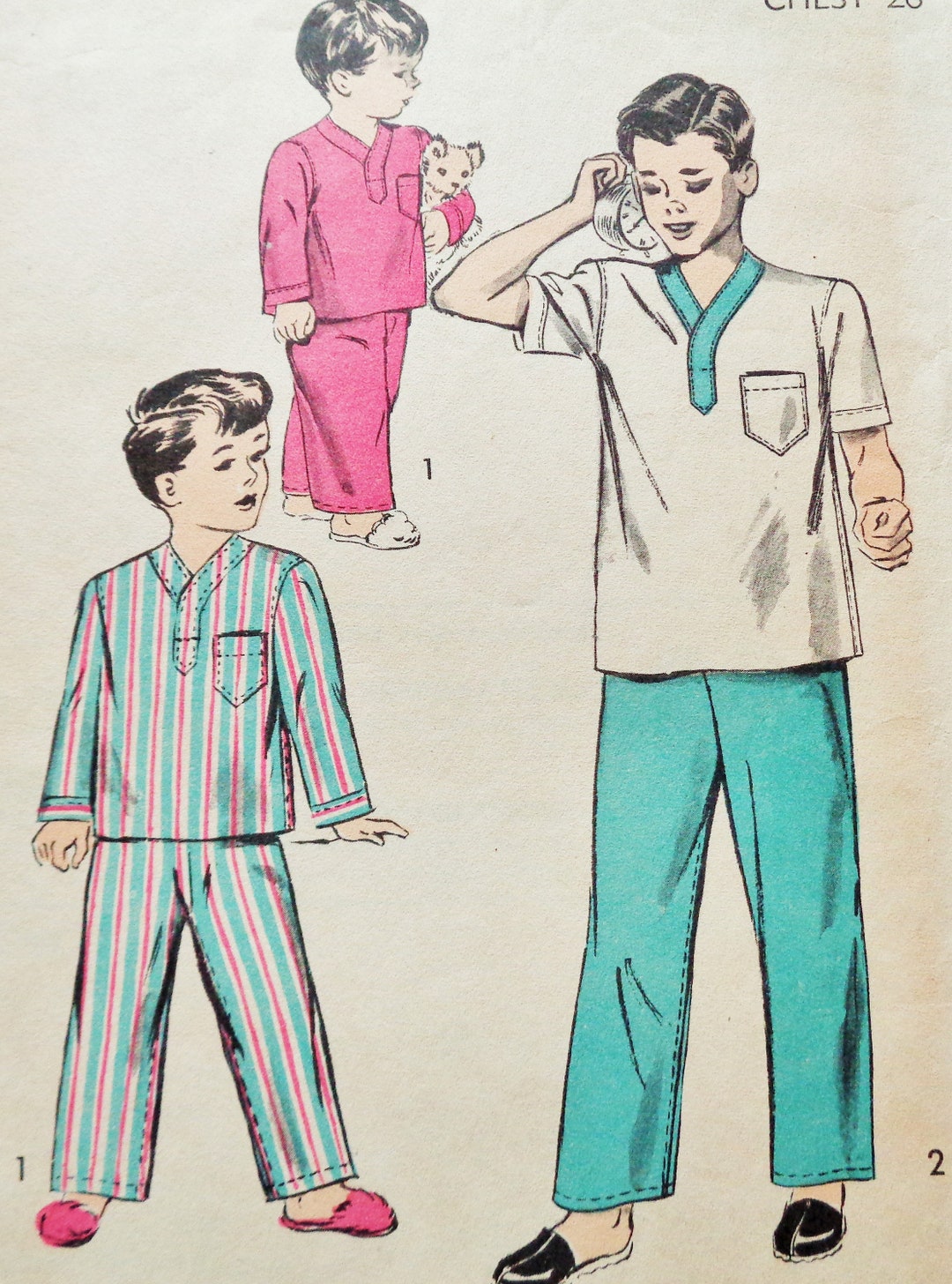 Vintage ADVANCE #4190, Boys' Pajamas Sewing Pattern - Etsy