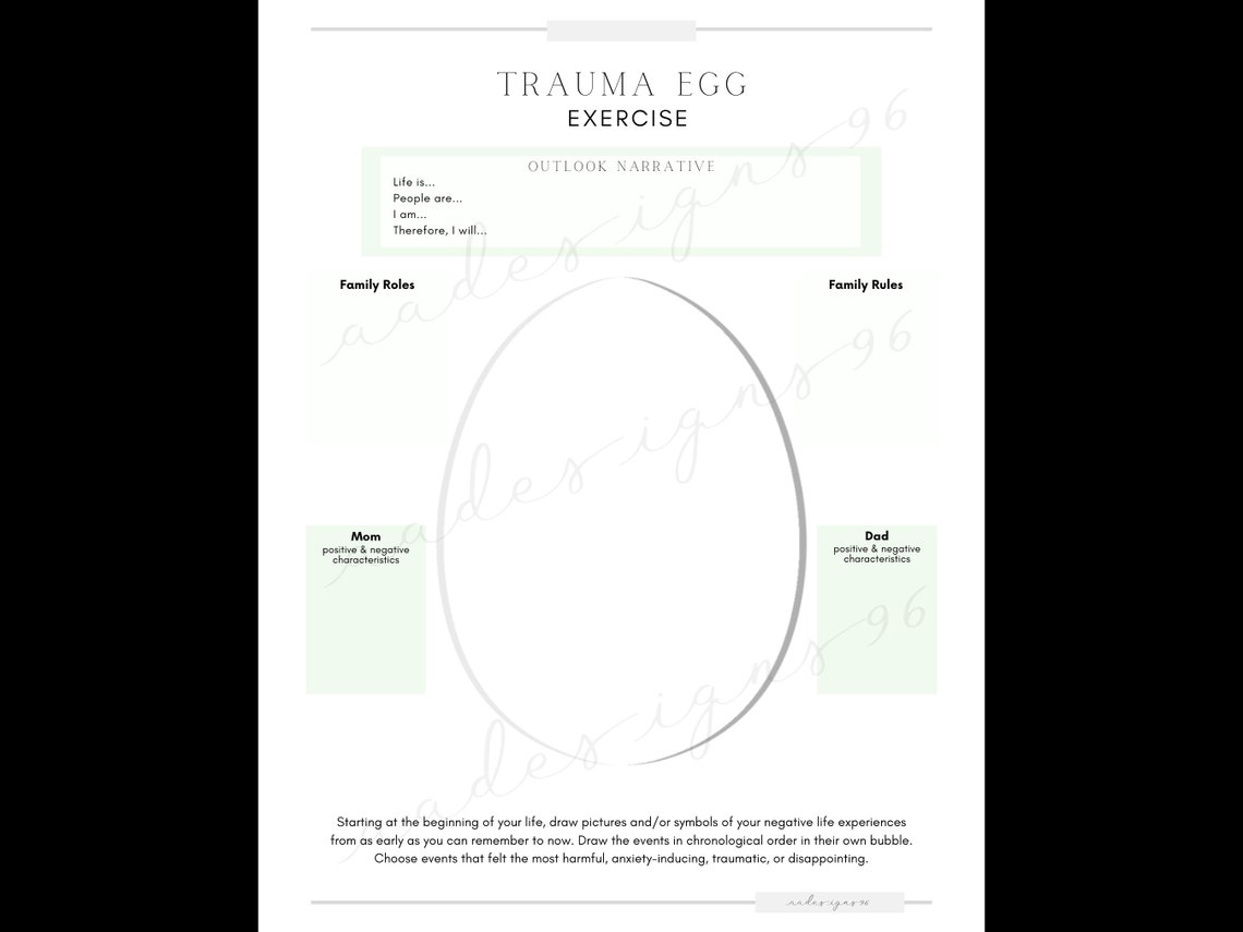 Trauma Egg Trauma Therapy Worksheet - Etsy